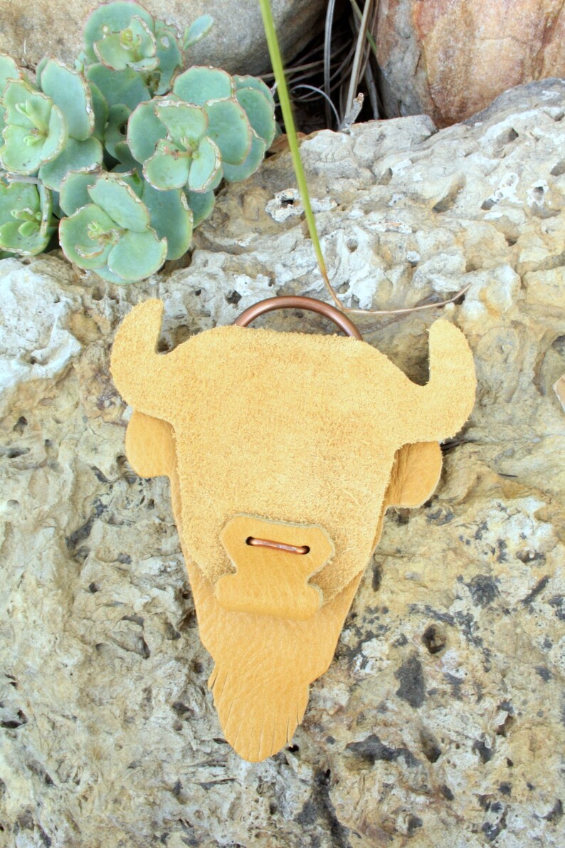 Buffalo Key Accessory Leather Key Ring Bison Rearview - Etsy