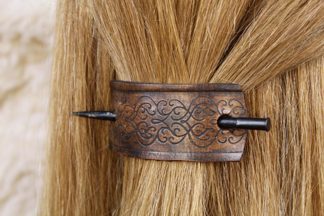 Leather Hair Pin, Gentle Enough for Curly Hair, Gypsy Leather Hair ...