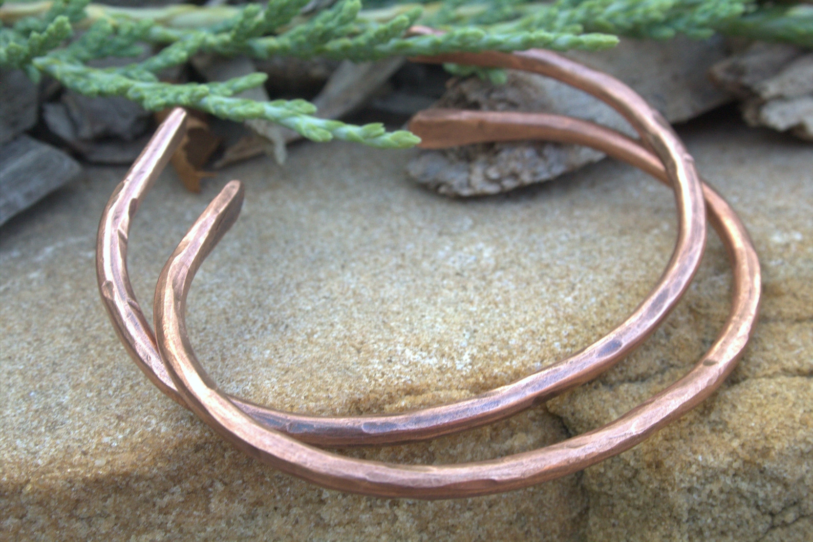 Hammered Copper Bangle Bracelet Pure Copper Bracelet Solid | Etsy