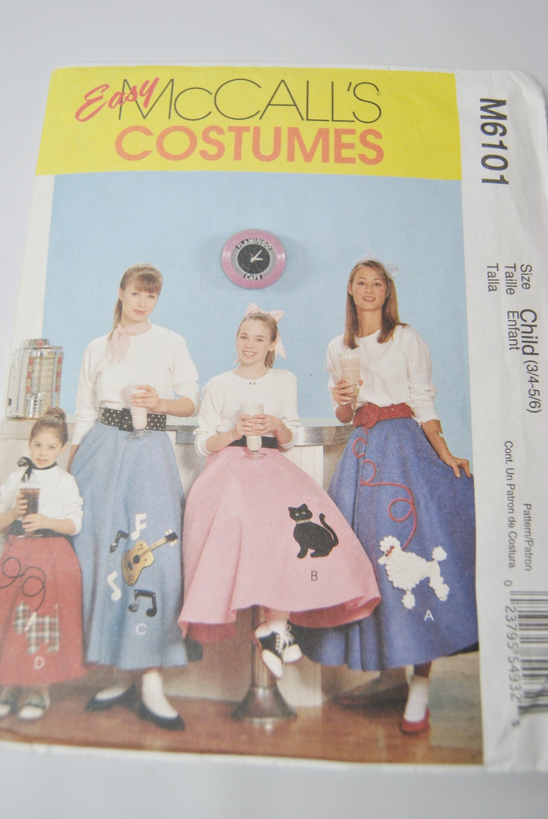 Easy Mccall's Costumes Sewing Patterns Pull on Poodle Skirt and ...