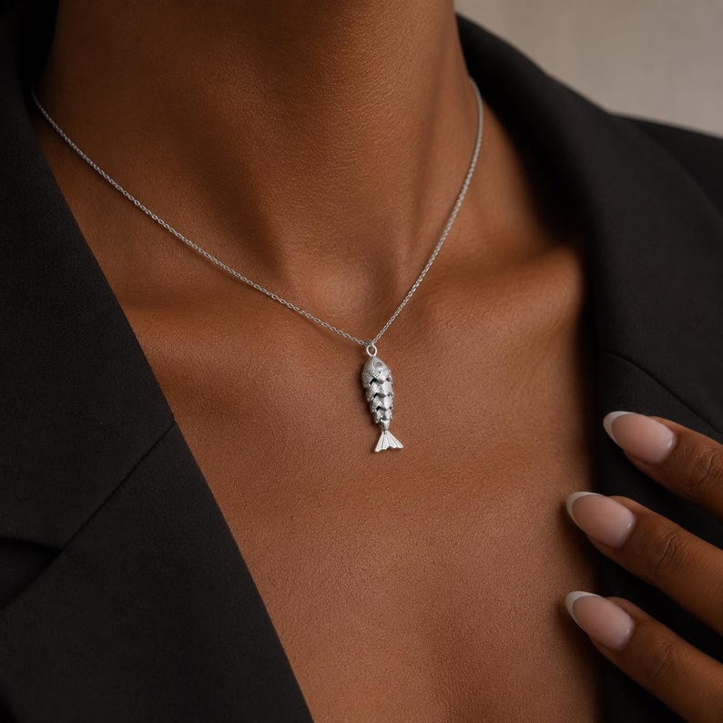 Gold & Silver 3D Fish Necklace – Unique Fish Pendant Necklace ...