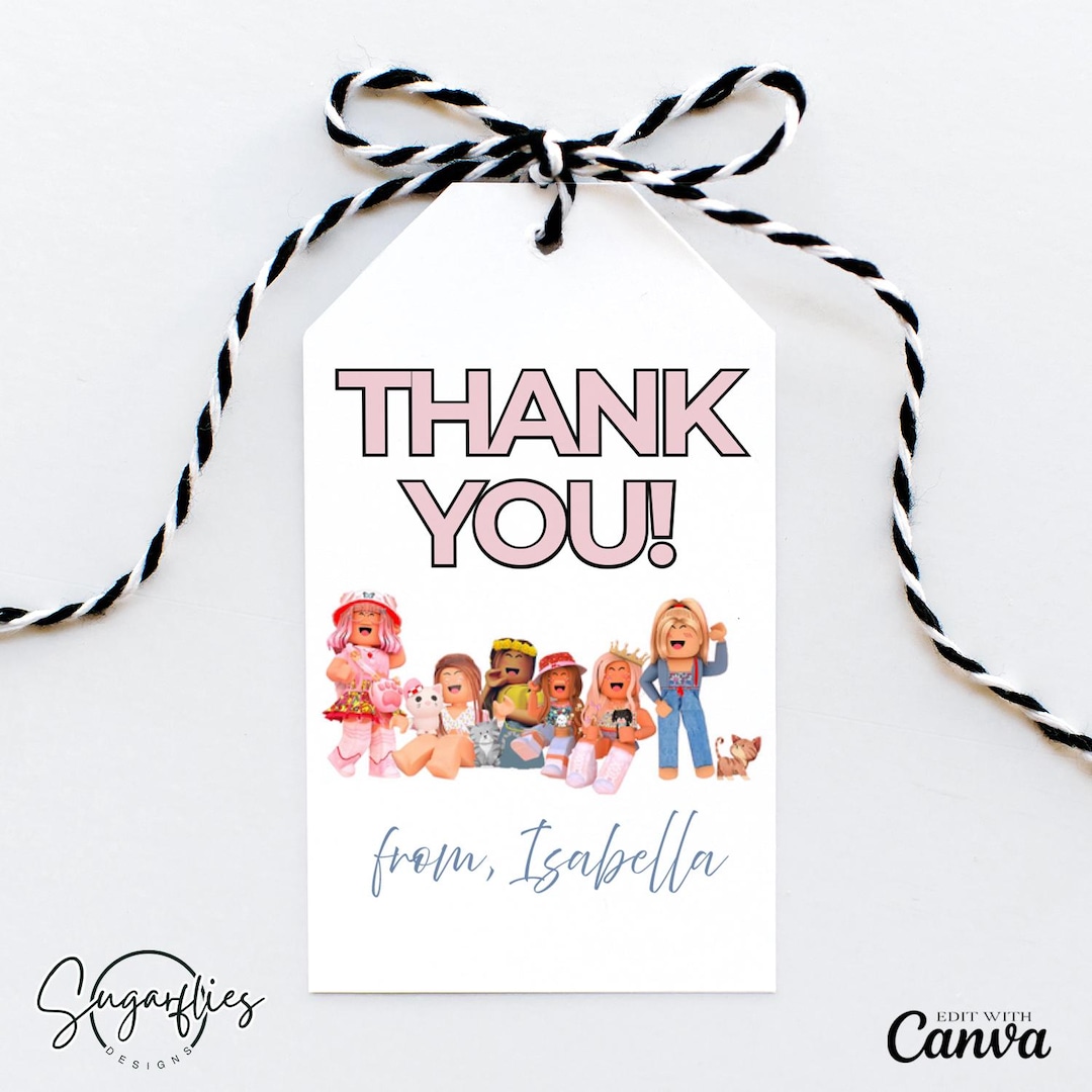 Roblox Birthday Gift Tags, Roblox Thank You Tags, Roblox Party Favor ...
