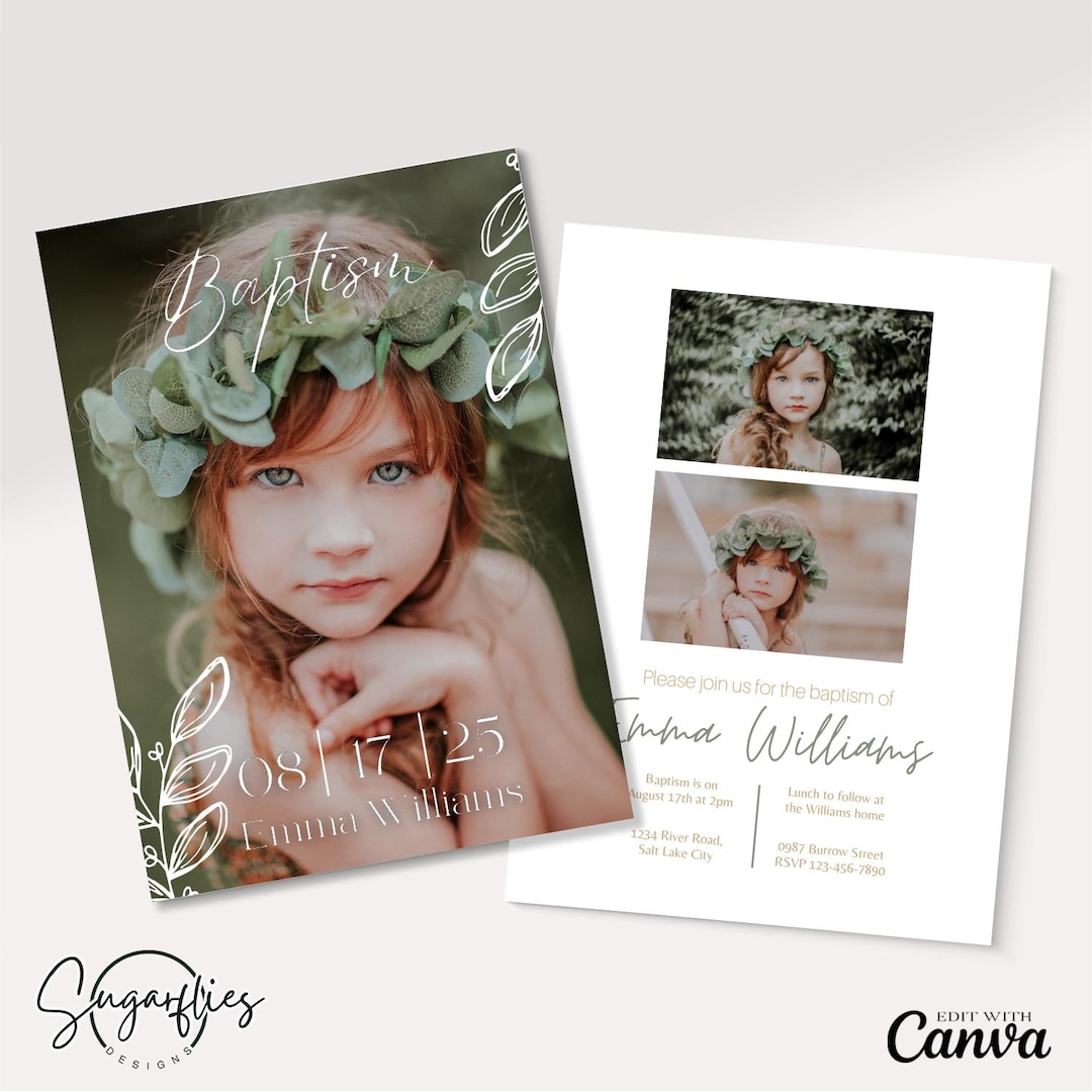 LDS Baptism Invitation, LDS Baptism Announcement, Baptism Card, Baptism ...