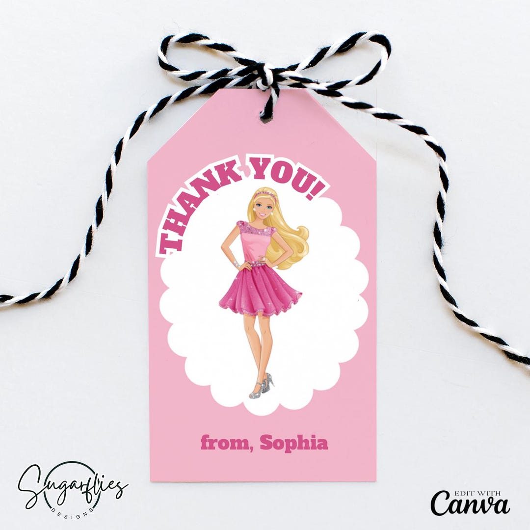 Doll Birthday Party Favor Tags, Barbi Birthday Invitation, Barbi Invite ...