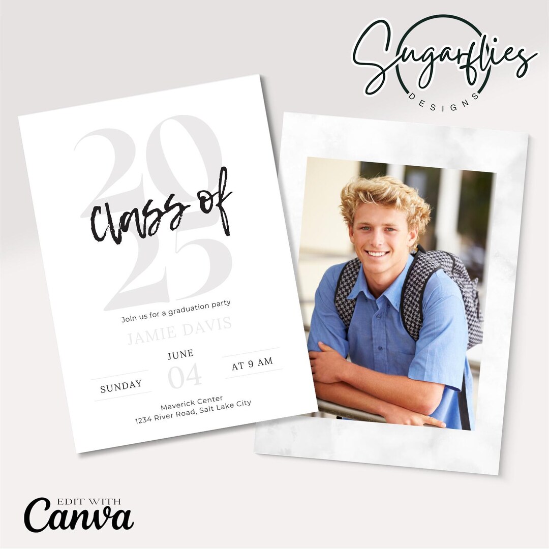 Editable Graduation Announcement Template, Class of 2025, Graduation ...