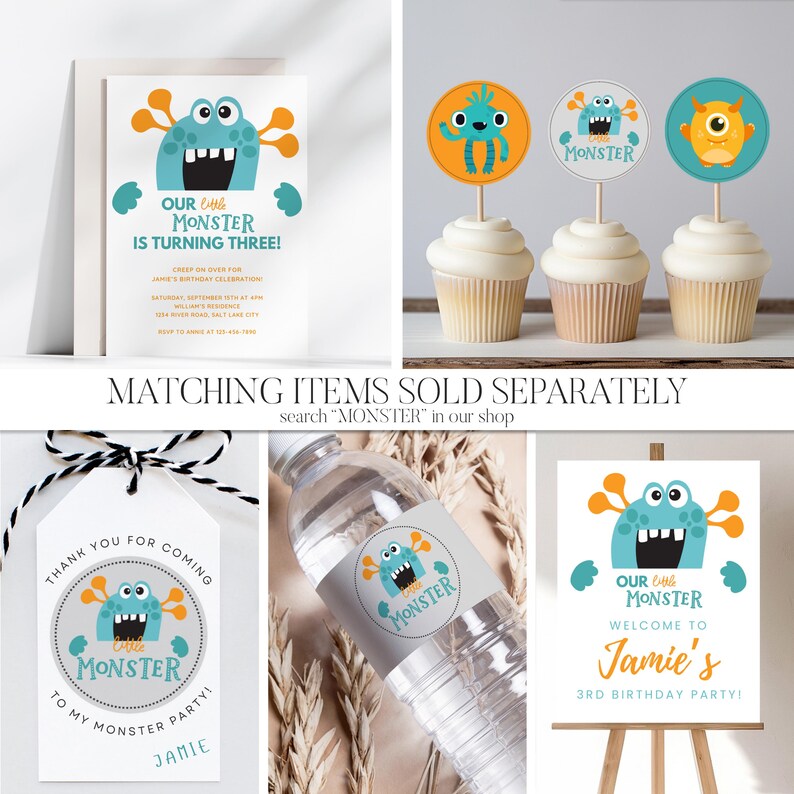 Monster Birthday Circle Cupcake Toppers, Monster Party, Monster ...