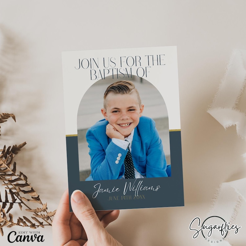 LDS Baptism Invitation, LDS Baptism Announcement, Baptism Card, Boy ...