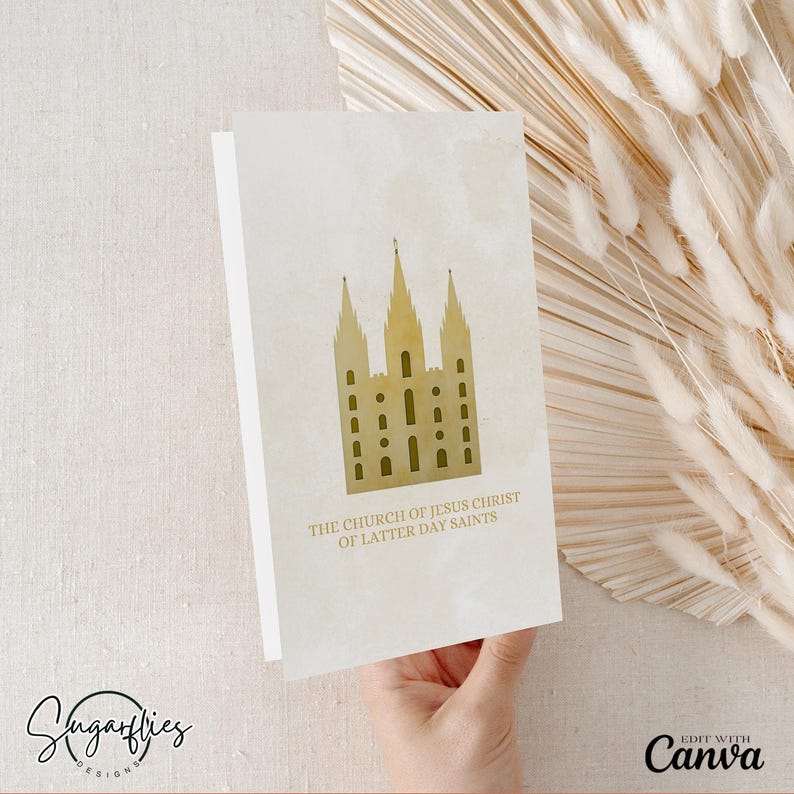 Watercolor LDS Baptism Program, Blonde Girl, Canva Template (digital ...