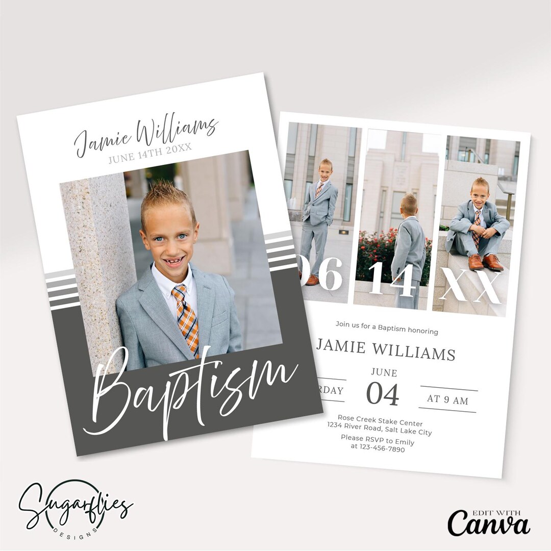 Boys LDS Baptism Invitation, Modern LDS Baptism Announcement, Boy ...