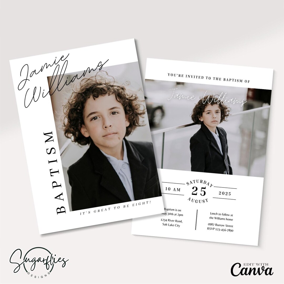 LDS Baptism Invitation, LDS Baptism Announcement, Baptism Card, Baptism ...