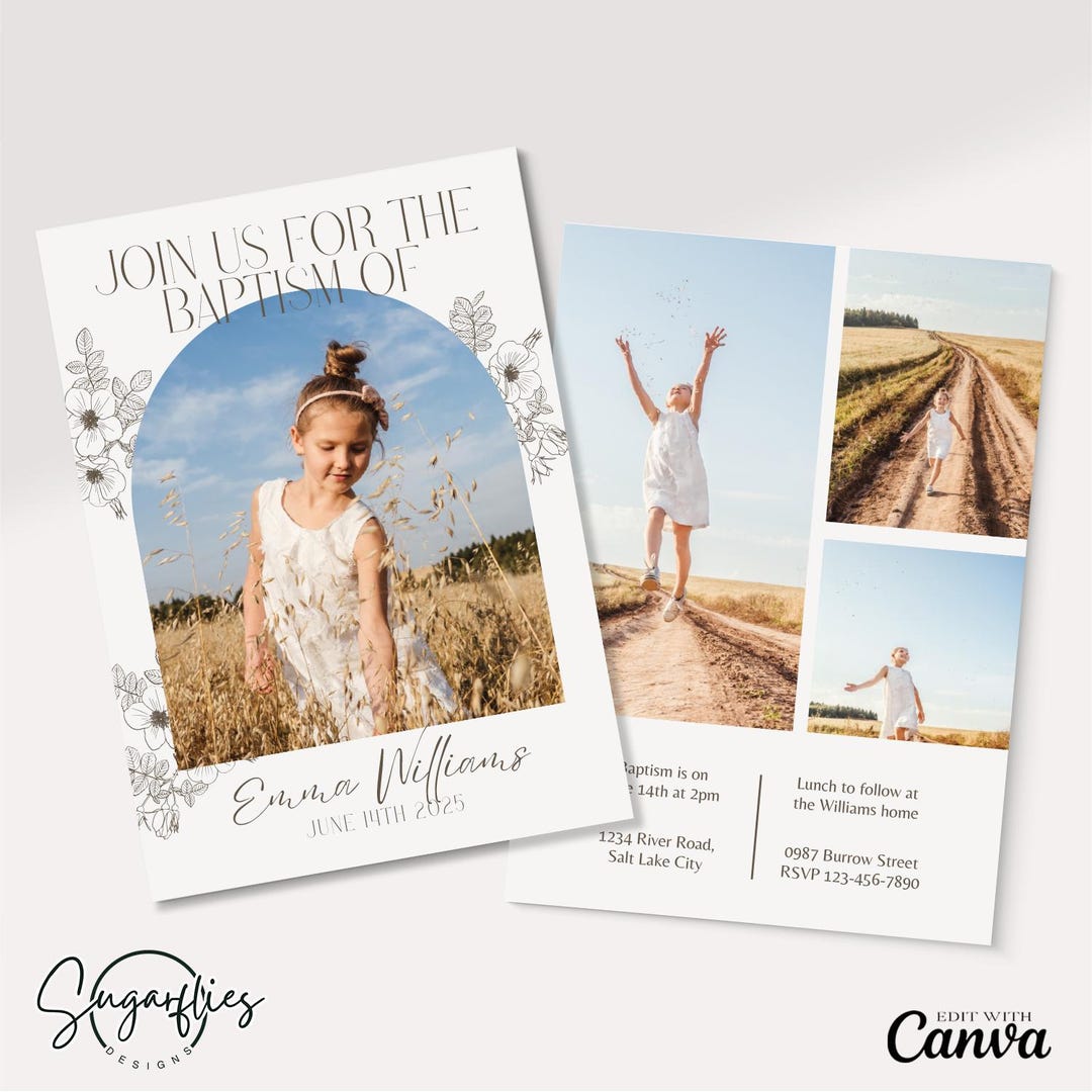 LDS Baptism Invitation, LDS Baptism Announcement, Baptism Card, Baptism ...
