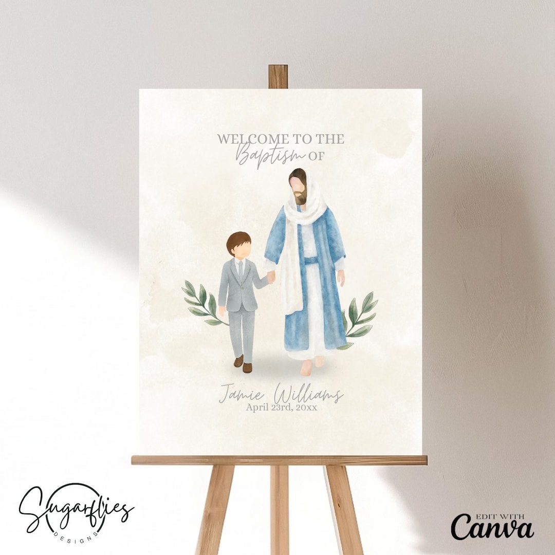 Watercolor LDS Baptism Welcome Sign, Custom Boy's Printable (digital ...