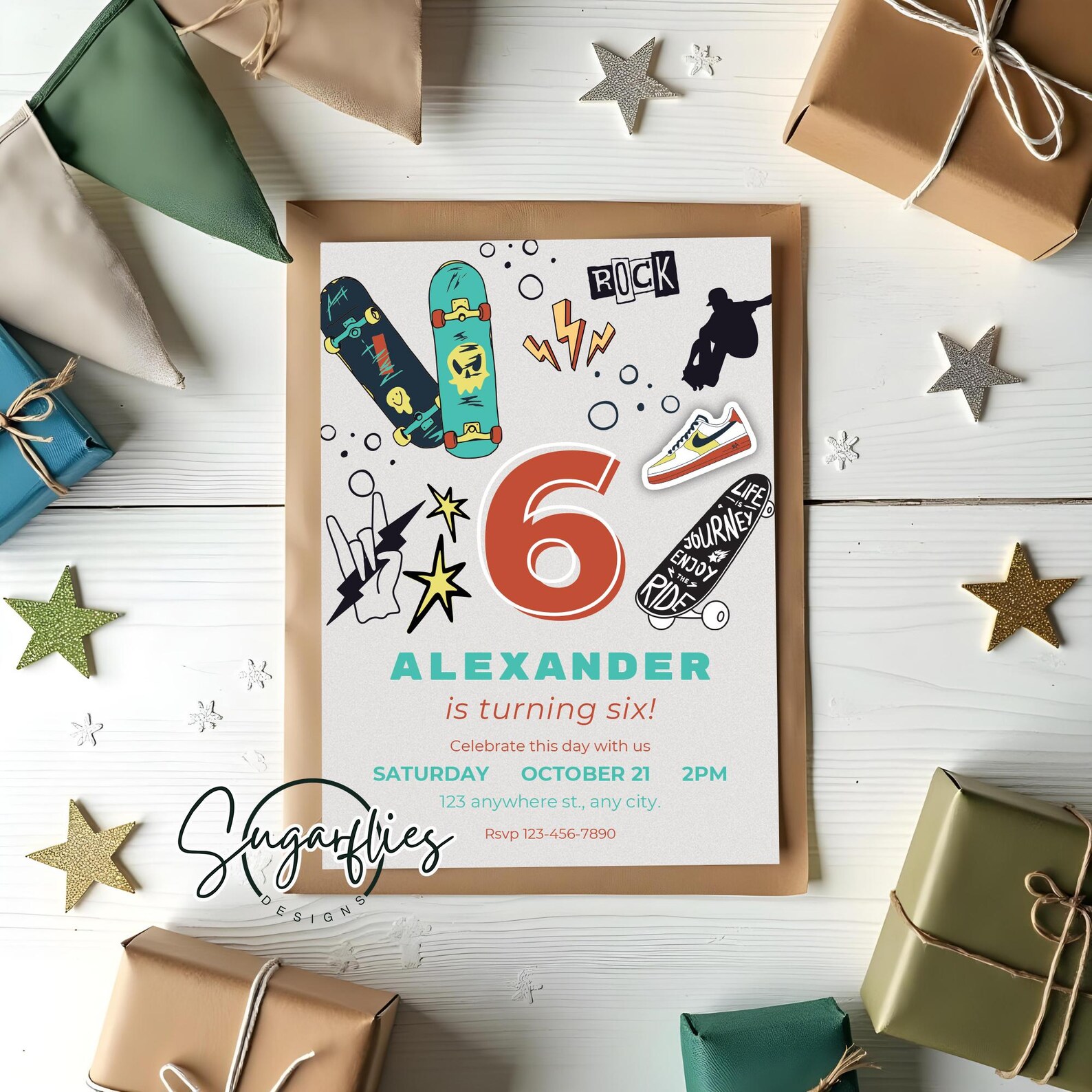 Editable Skateboard Birthday Invitation, Boy Birthday Invite Skate ...