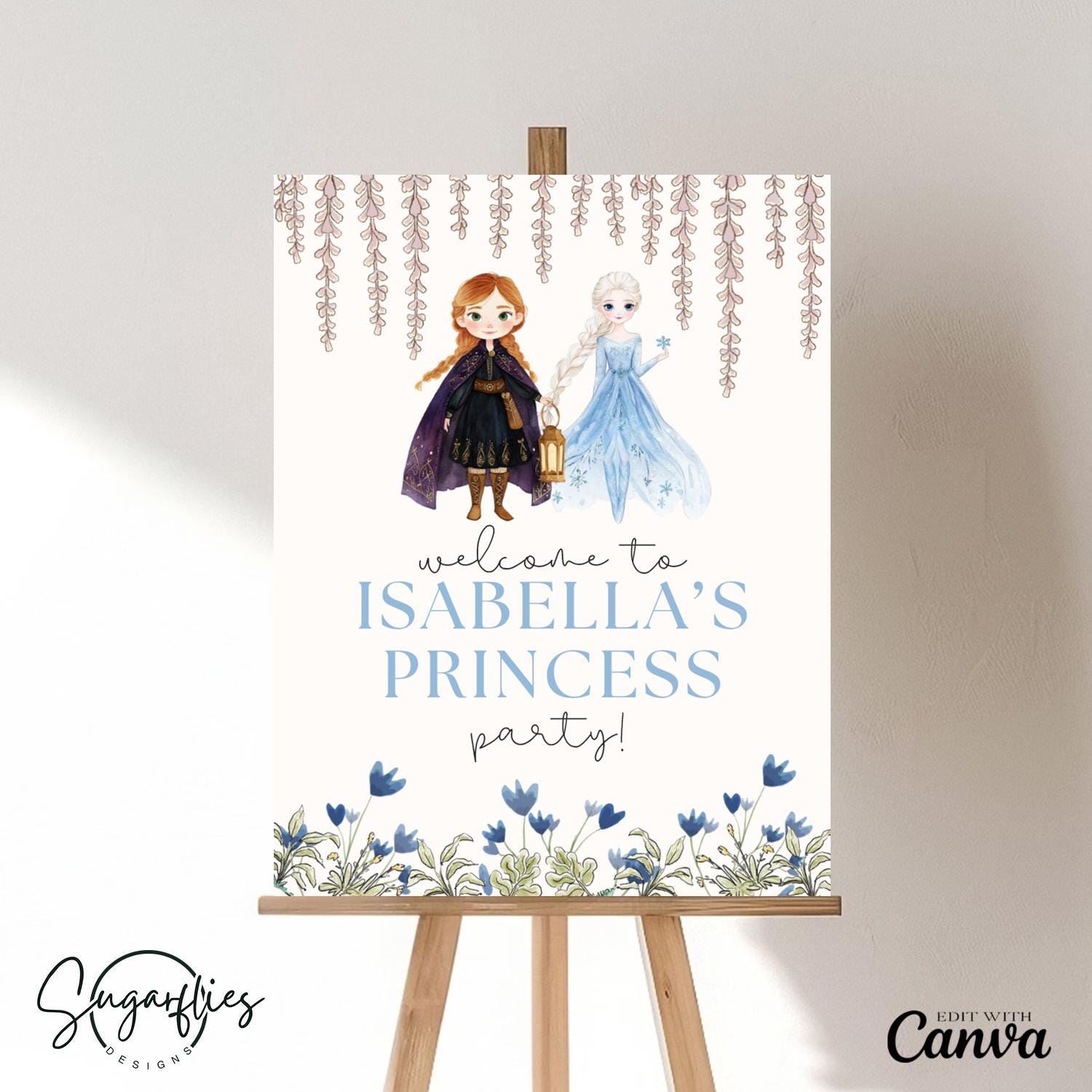 Frozen Birthday Welcome Sign, Frozen Party, Elsa and Anna, Frozen ...