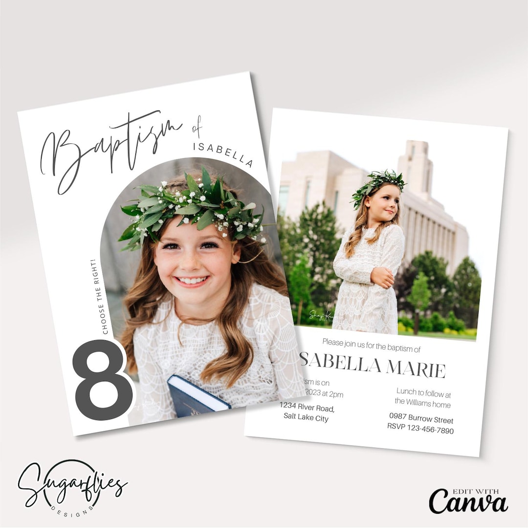 LDS Baptism Invitation, LDS Baptism Announcement, Baptism Card, Baptism ...