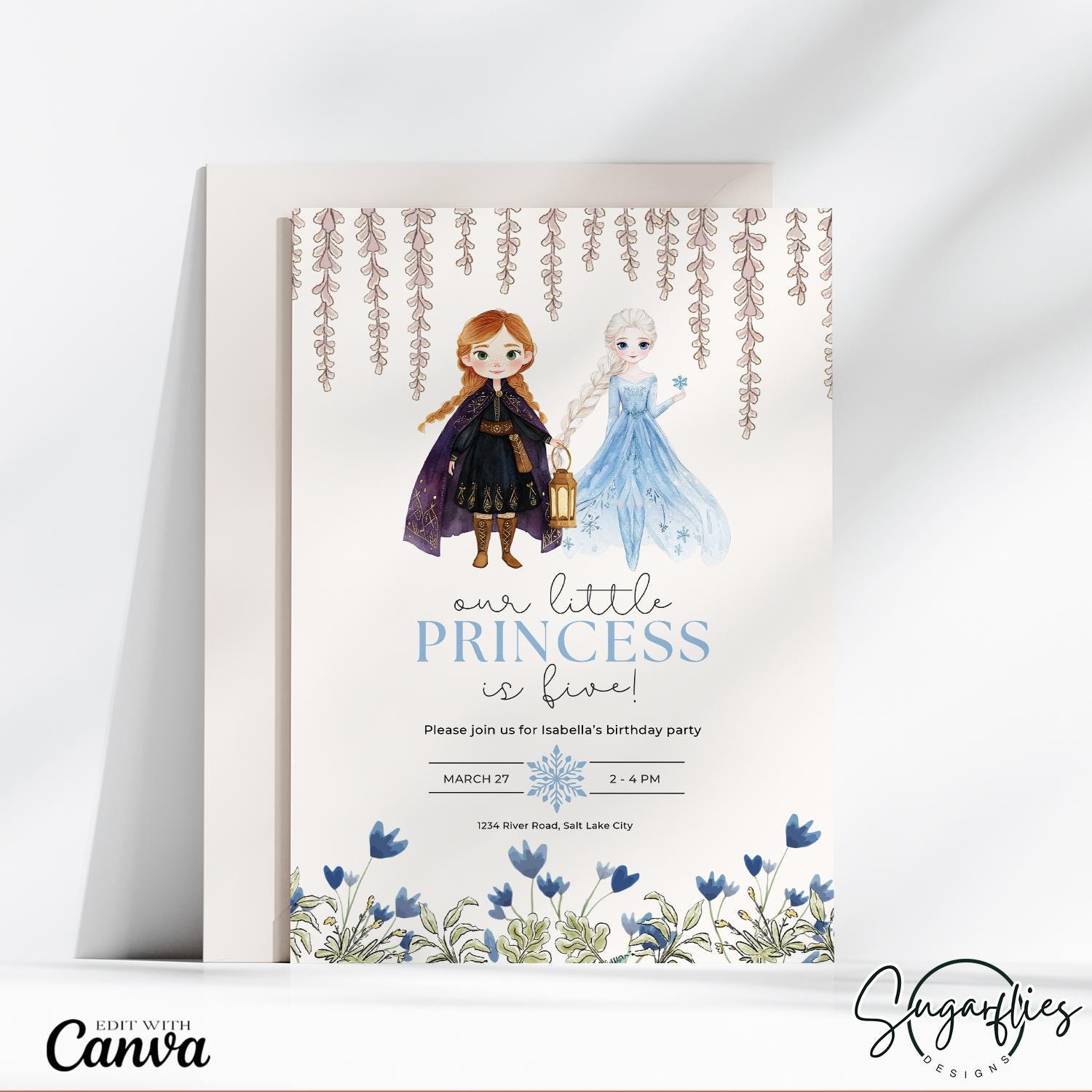 Princess Birthday Invitation Card, Princess Party Invite, Princess ...