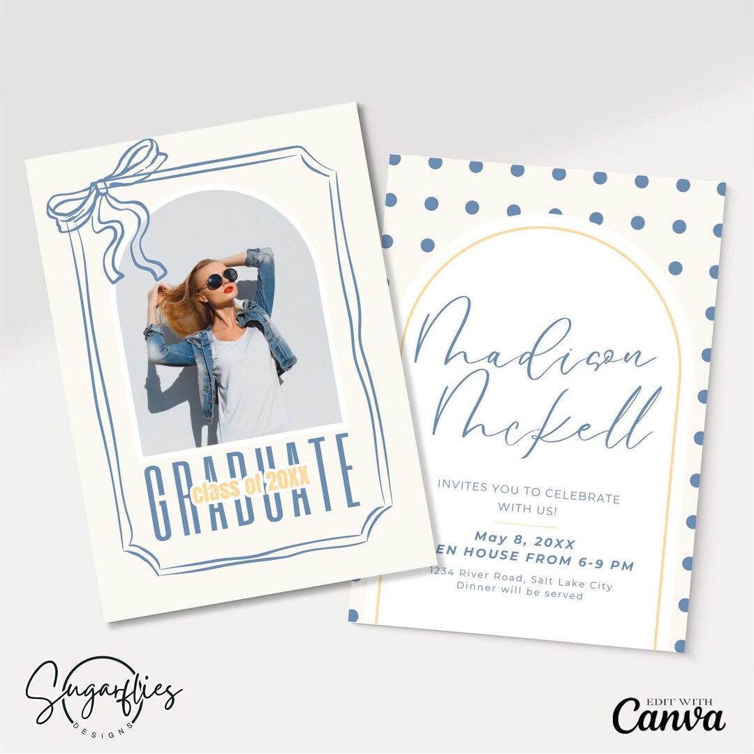 Bow Graduation Invitation, Arch Graduation Announcement, Graduation ...