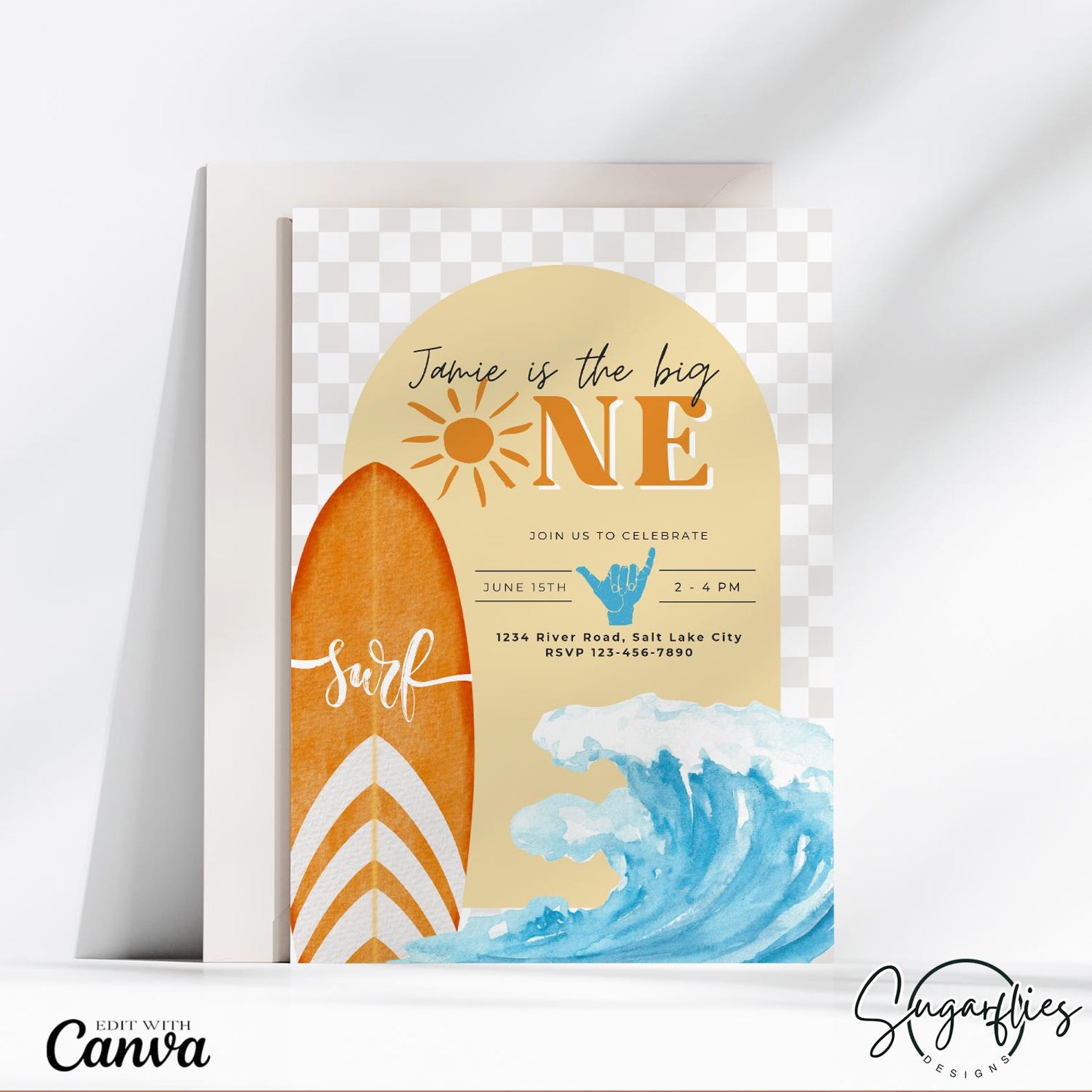 The Big One Surf Birthday Invitation, Surf Invite, Surf Party, Kids ...