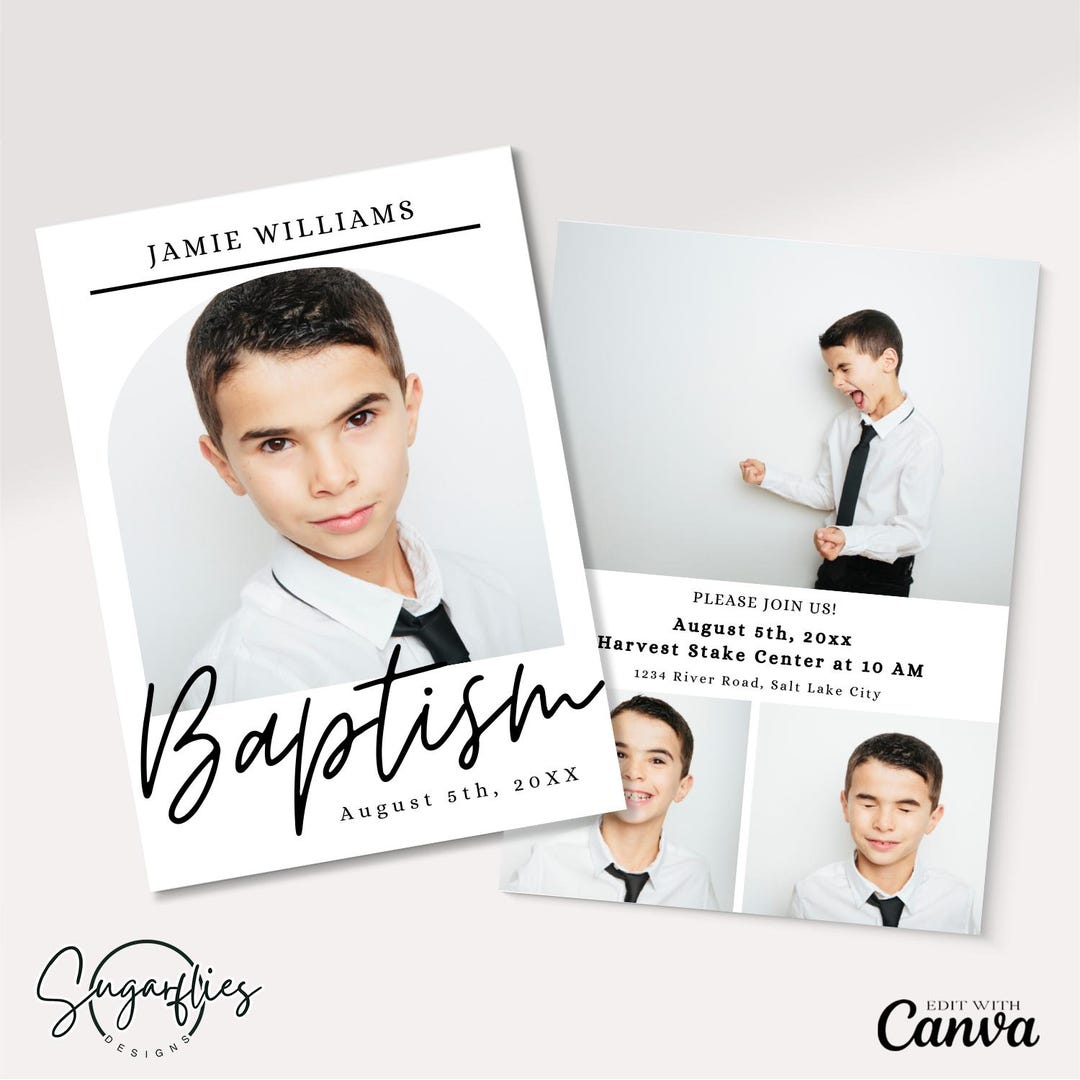 LDS Baptism Invitation, LDS Baptism Announcement, Baptism Card, Baptism ...