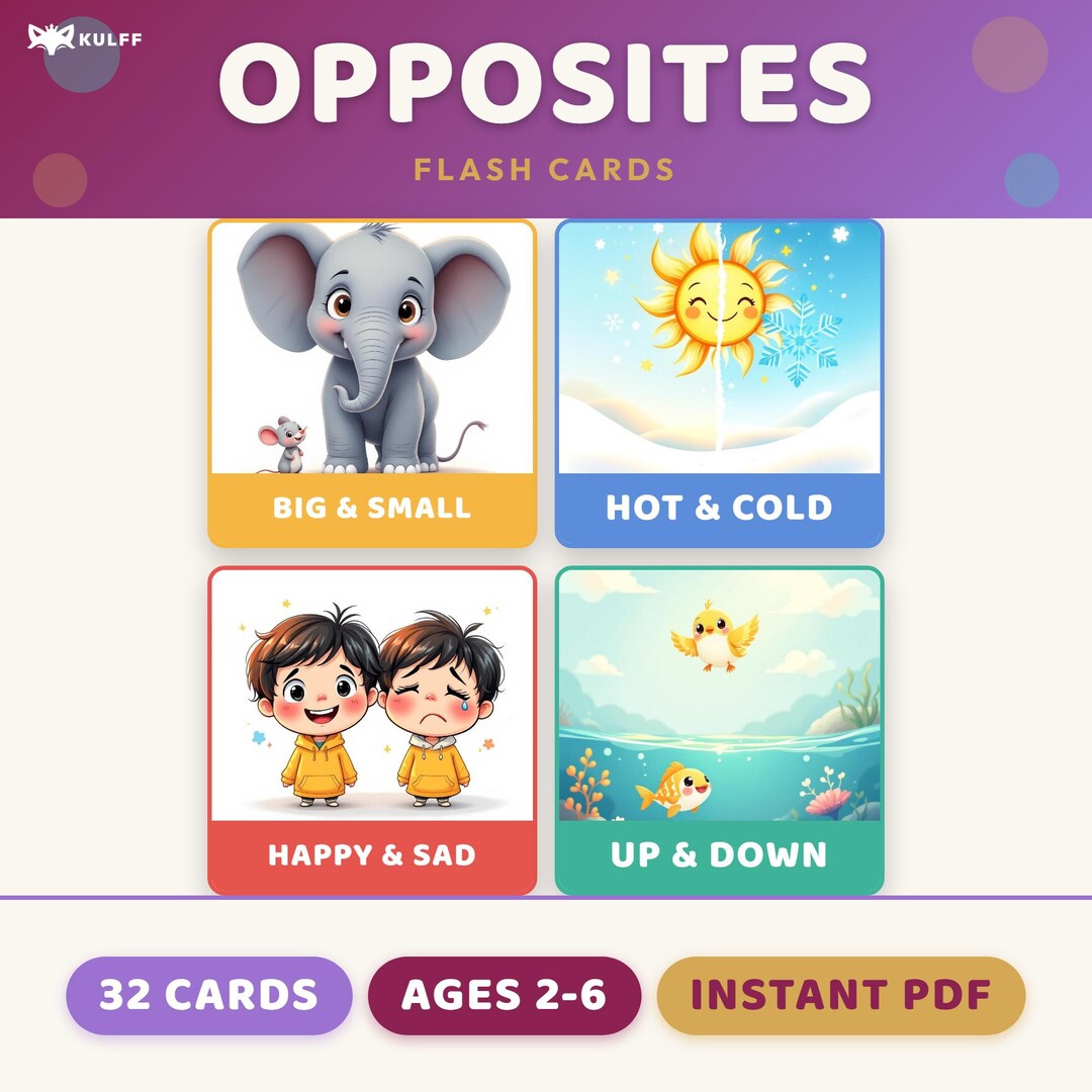 Antonyms Speech Therapy Cards | 32 Opposites Pairs SLP Materials ...