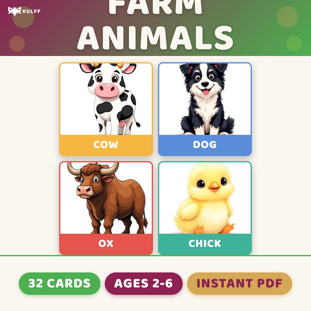 Farm Animals Speech Therapy Cards | 32 Animal Vocabulary SLP ...