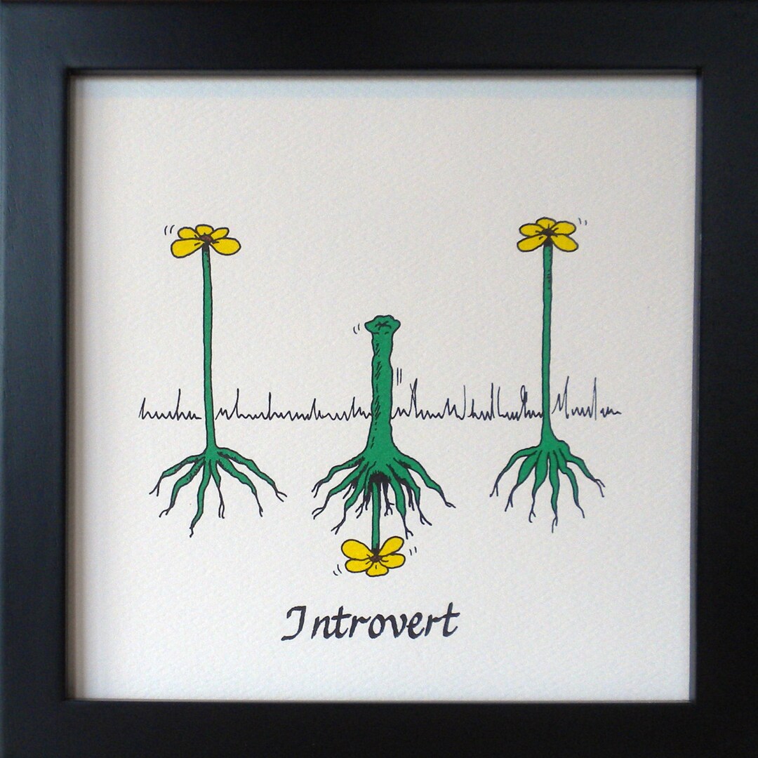 Cartoon Illustration - Pen and Ink Framed Print - INTROVERT - Etsy