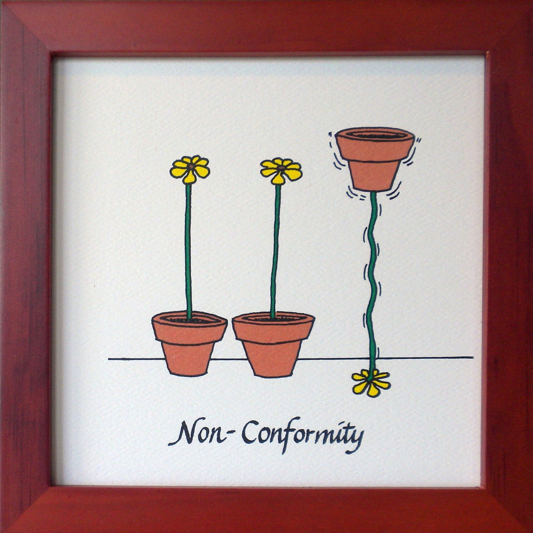 Cartoon Illustration - Pen and Ink Framed Print - NON-CONFORMITY - Etsy