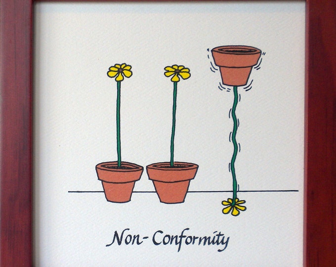 Cartoon Illustration - Pen and Ink Framed Print - NON-CONFORMITY - Etsy