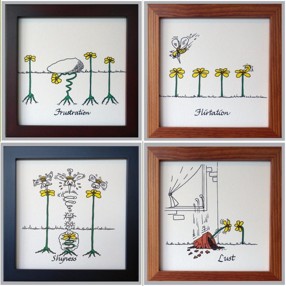 Cartoon Pen & Ink Prints SET of 12 Unframed Prints | Etsy