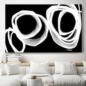 Black and White Circles Painting, Black Abstract Art, Abstract Black ...