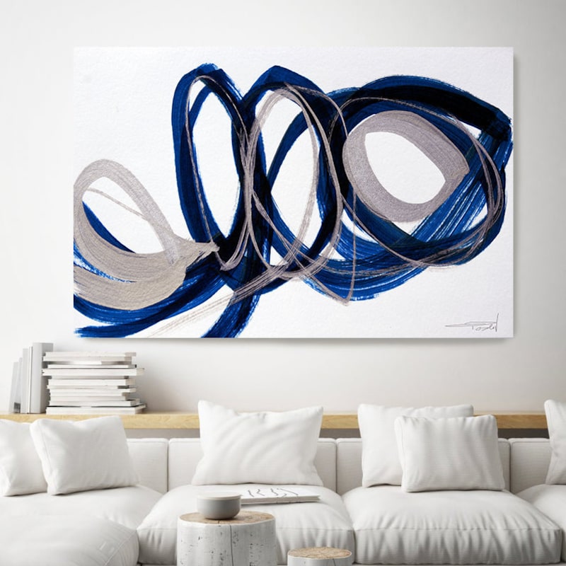 Blue and Silver Wall Art - Etsy