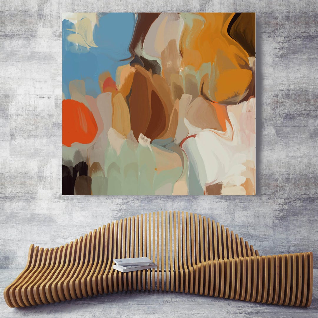 Timeless Abstract 2. Blue, Orange Abstract Art, Wall Decor, Large ...