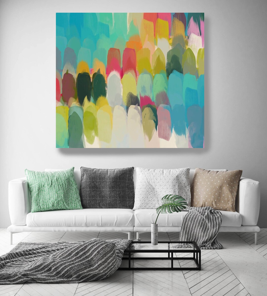 Color Palette 2. Green Aqua Abstract Art, Wall Decor, Large Abstract ...