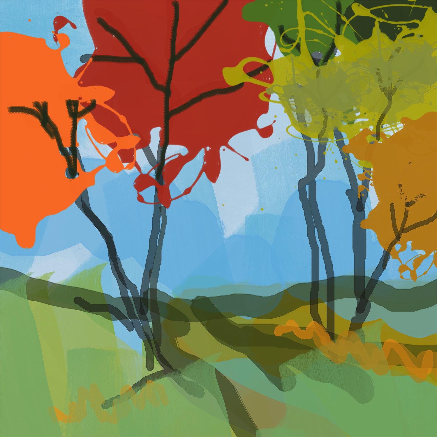 Autumn colors. Huge Rustic Landscape Painting Canvas Art | Etsy