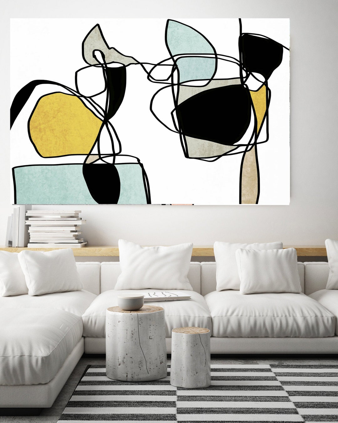 Abstract Line Art 13. Line Art Modern Colorful Canvas Art Print ...