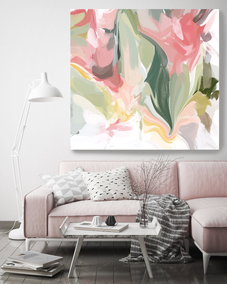 On the Move Green Abstract Painting Abstract Canvas Print | Etsy