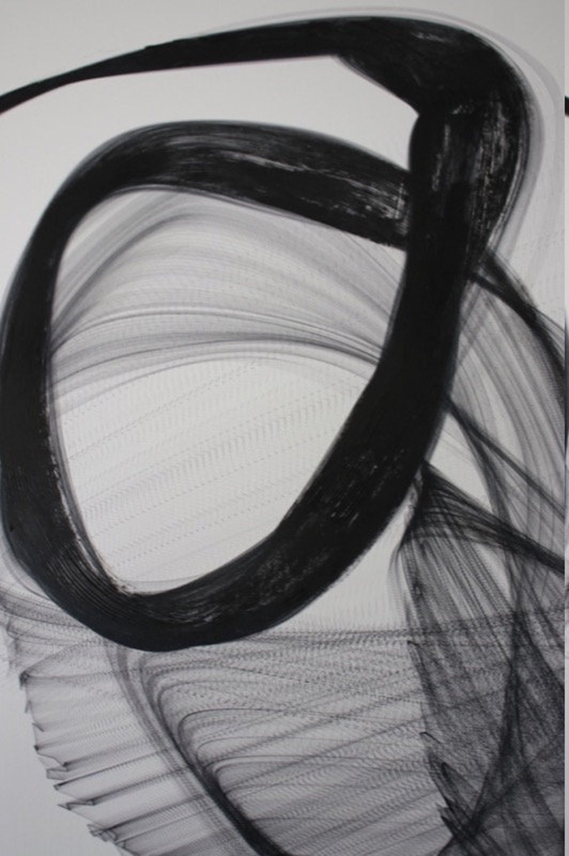 The Wind. 40H X 60w" Original New Media Abstract Black White Painting ...