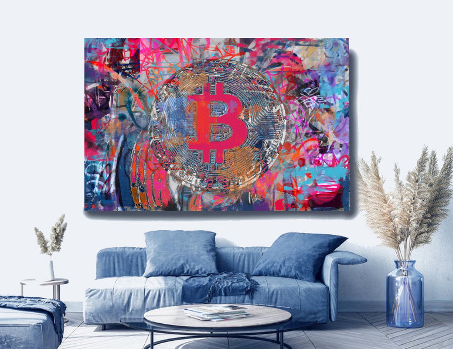 Bitcoin Crypto Art Graffiti Abstract Canvas Cryptocurrency - Etsy