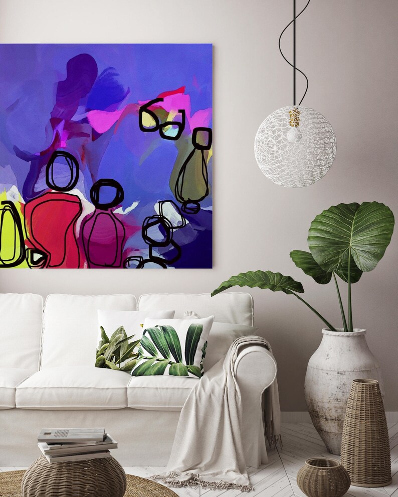 Into the Magic Night. Purple Pink Abstract Art Wall Decor | Etsy