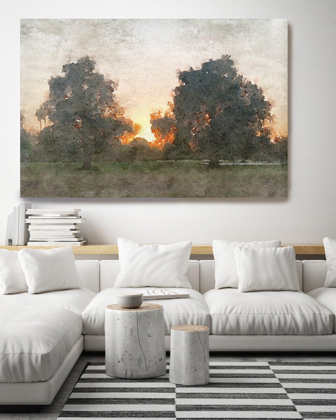 Rustic Landscape Painting, Landscape Watercolor, Landscape Art Print ...