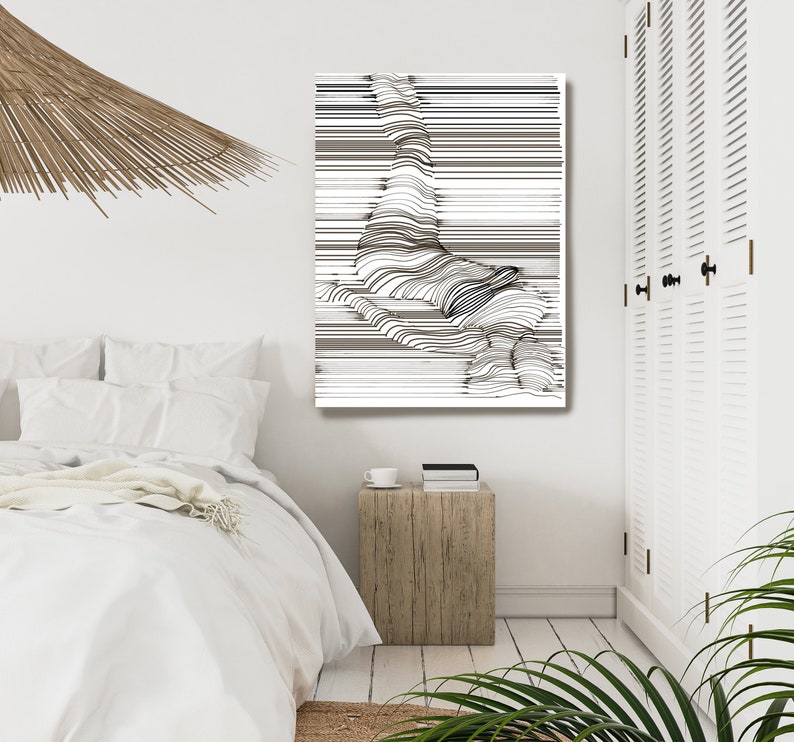 Abstract Figurative Contour Line Drawing Canvas Original | Etsy