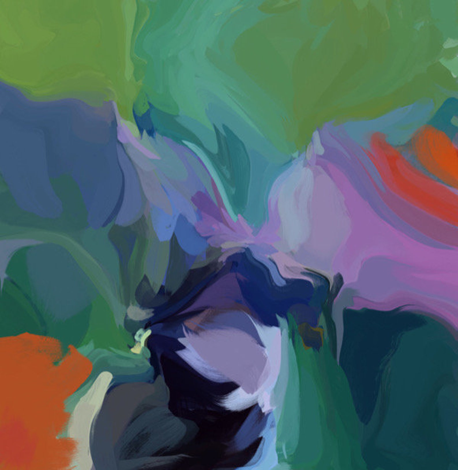 Awoken, Emerald Green Art Jade Green Abstract Print on Canvas up to 50 ...
