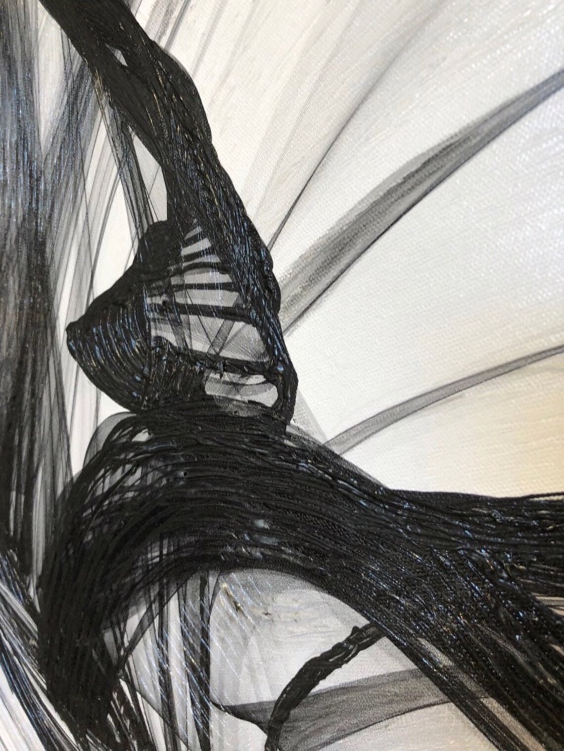 The Wind. 40H X 60w" Original New Media Abstract Black White Painting ...