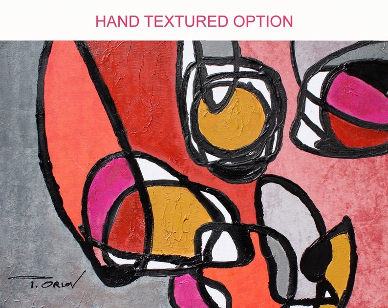 Abstract Bloom 3. Line Art Canvas Print Blue Grey Pink Red - Etsy