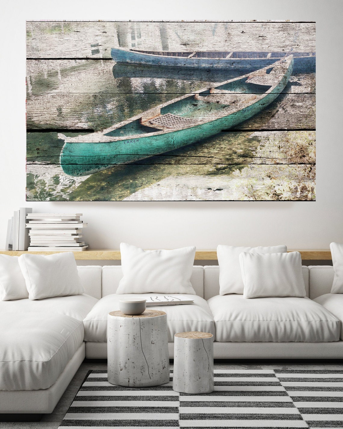 Green Vintage Boats Rustic Boat Art Beach Decor Boat - Etsy