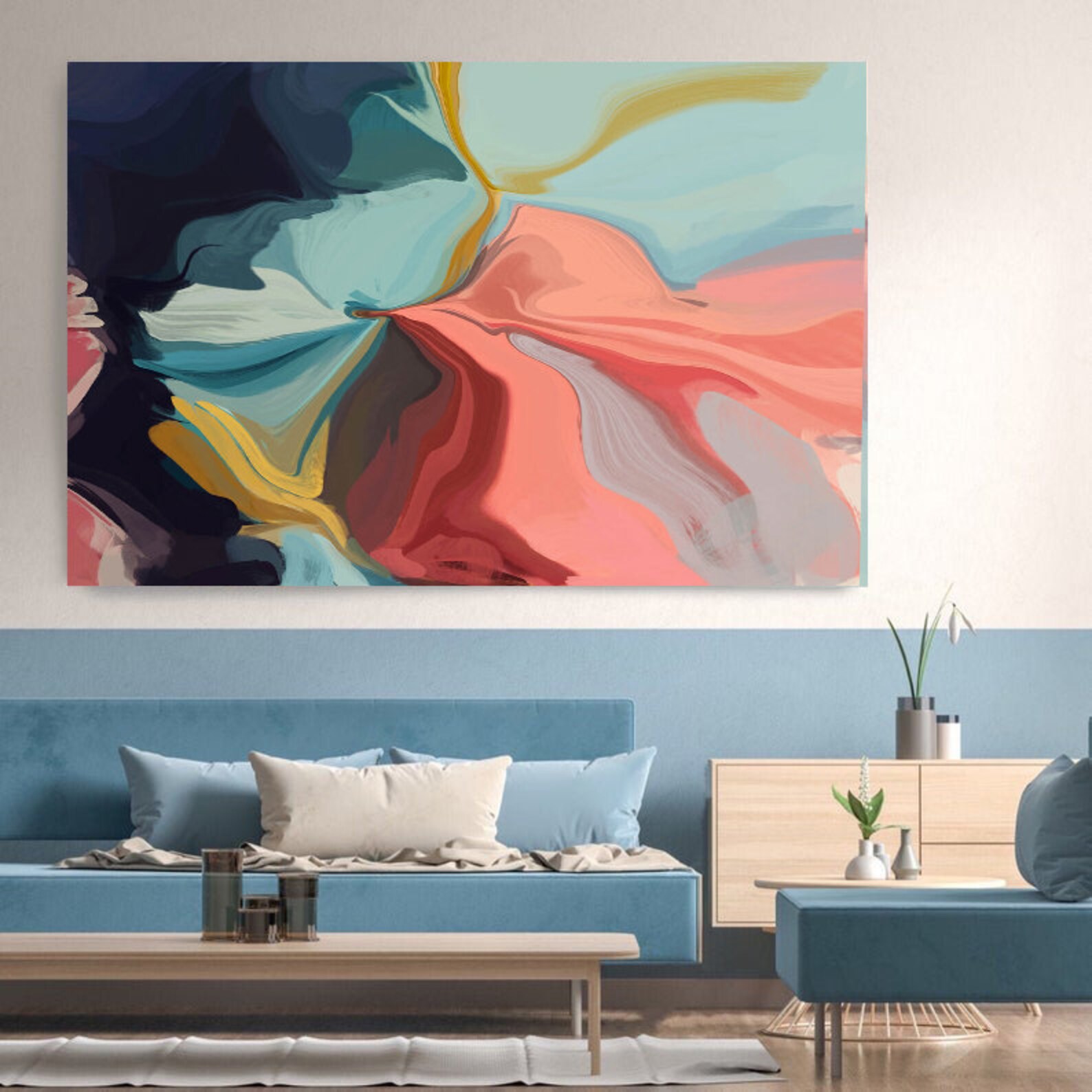 Mellow Season Abstract Painting Modern Wall Decor Green - Etsy