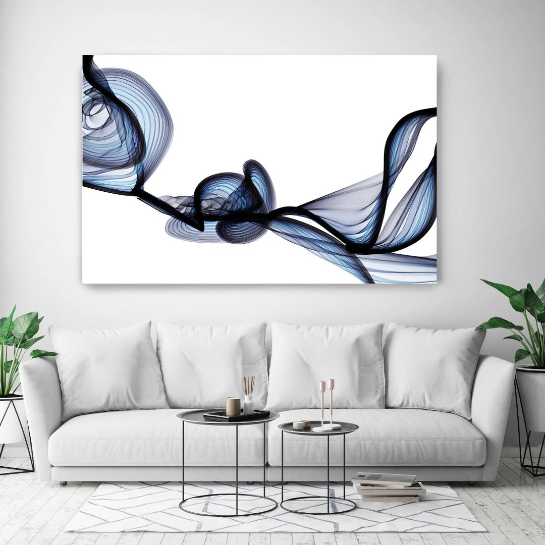 Bluetech, New Media Art, Blue Abstract Canvas Print Extra Large ...