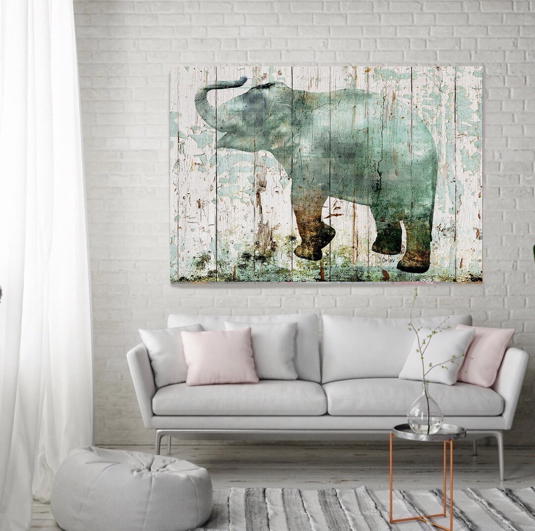 Blue Elephant 2. Large Elephant Canvas Print, Elephant Wall Decor ...