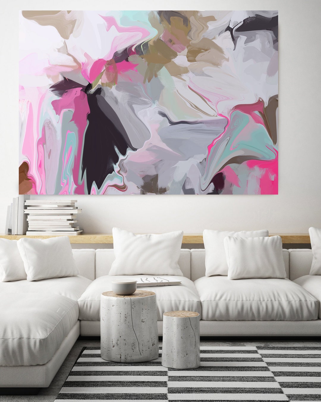 Amazed 3, Original Rosa Orange Gemälde, Leinwand Kunst, abstrakte Kunst, bunte Abstrakte Kunst ...