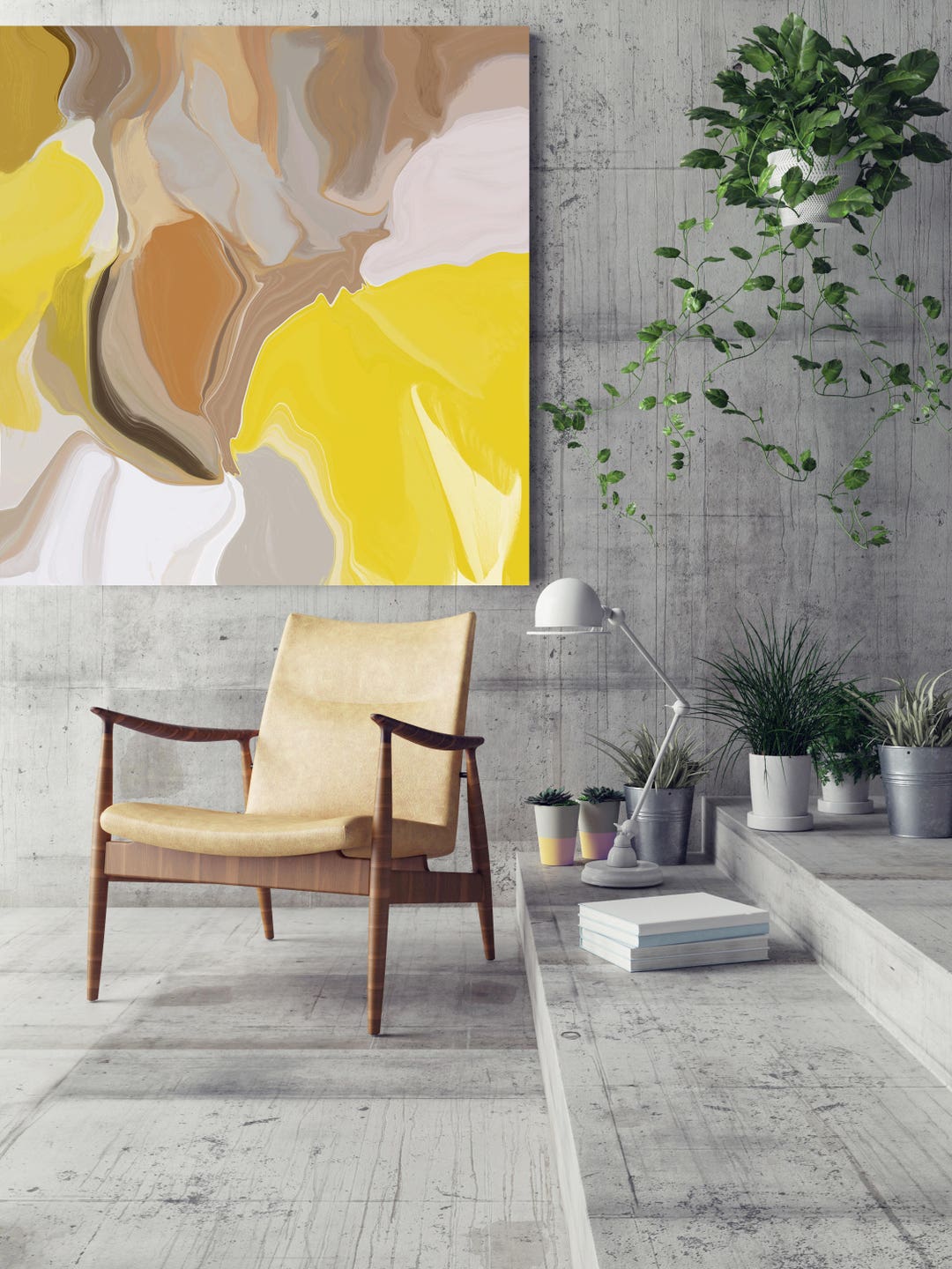 Bright Yellow. Original Oil Painting on Canvas, Contemporary Abstract ...